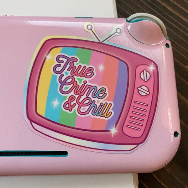 True Crime & Chill Vintage TV Holographic Vinyl Die Cut Sticker for ...