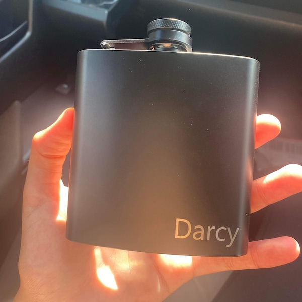 Personalised Black Flask 6oz Stainless Steel Hip Flask for Groomsman ...