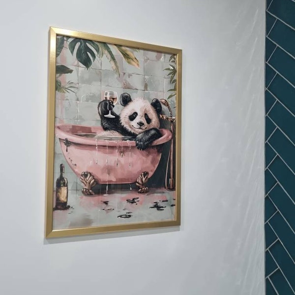 Panda Bathroom Print, Funny Animal Poster, Panda in Bath Tub Print ...