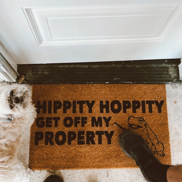 Hippity Hoppity Get off My Property Frog Doormat, Outdoor Front Porch ...