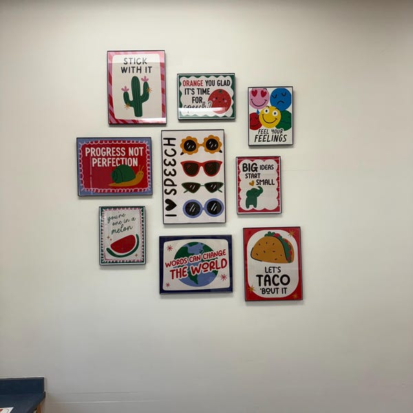 Retro Speech Therapy Poster Set, Sound Cue Posters for Clinic, SLP Wall ...