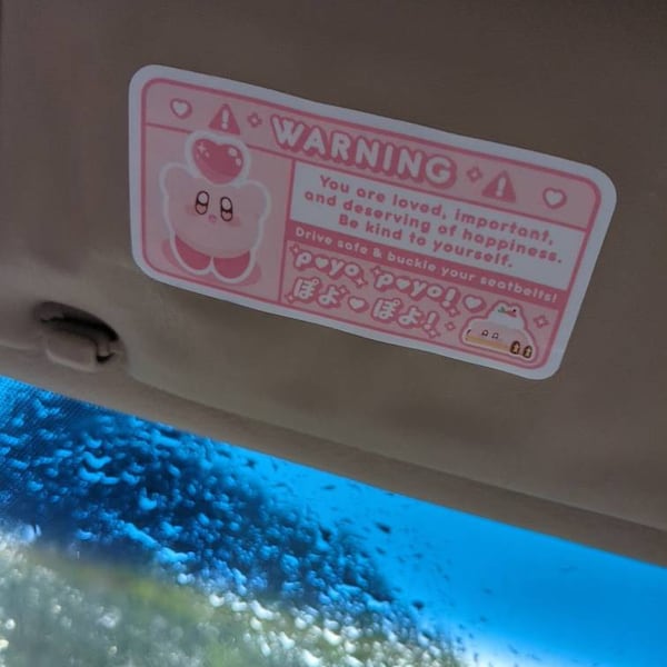 Cute Affirmation Car Warning Sticker | Car Decal, Airbag Label, Pink ...