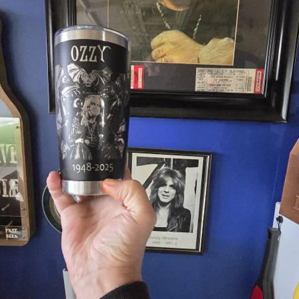 20oz Ozzy Tribute Tumbler. Black Only. Laser Engraved, Vacuum Insulated ...