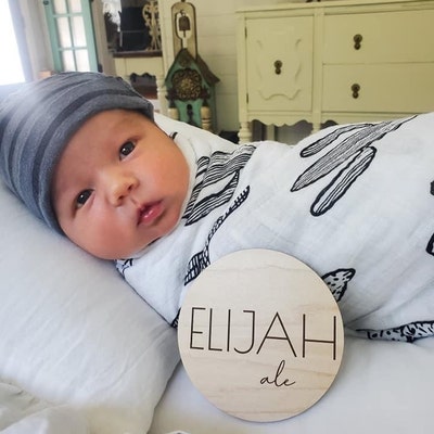 Wooden Baby Name Announcement Sign, Wood Sign for Birth Reveal, Baby ...