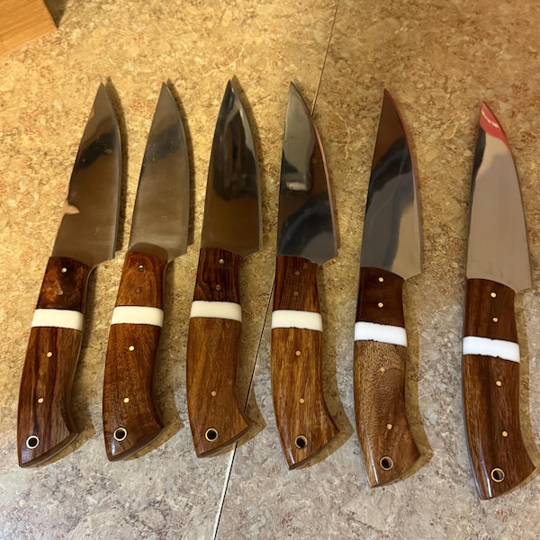 Handmade Carbon Steel Chef Knife Set – 7 Pc Kitchen Knives With ...
