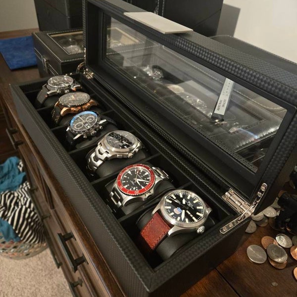 Personalized Watch Box for Men, 24 Slot, Monogrammed Watch Case, Mens ...