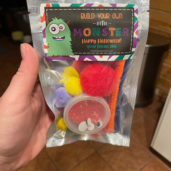 Set of 16 Build a Little Monster Kit - Halloween Classroom Treat Favor ...