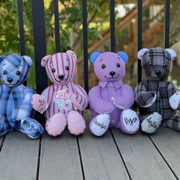 Memory Bear Custom Made From Loved Ones Clothing,handcrafted Keepsake ...