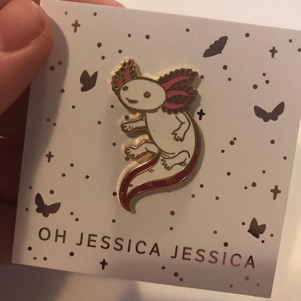 The Original Axolotl Hard Enamel Pin - White, Gold, and Pink - Lapel ...