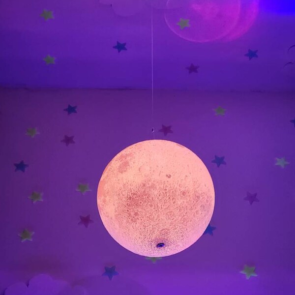 Hanging Moon Lamp With Multiple Colors 10-inch Diameter Plug-in Pendant ...
