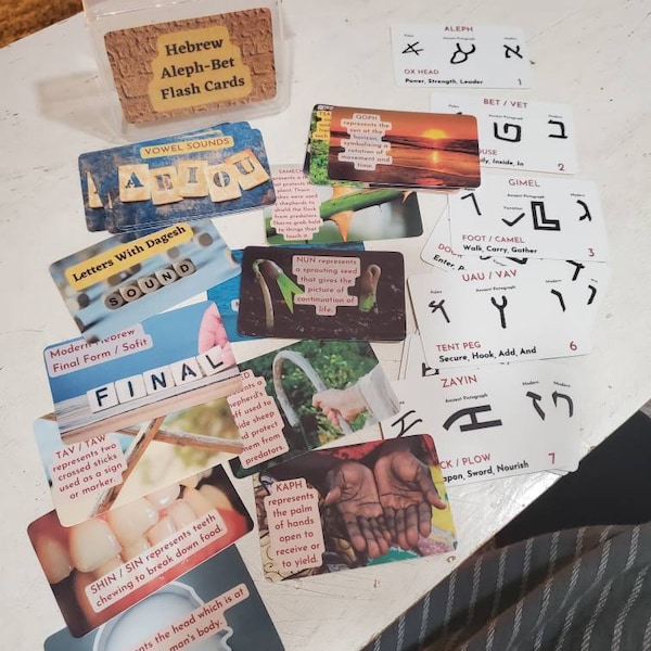 Hebrew Aleph Bet Flash Cards With Ancient Pictograph, Paleo & Modern ...