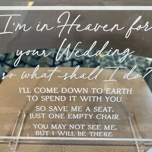 Wedding Memorial Table Sign Acrylic Sign for Tabletop Heaven Wedding ...