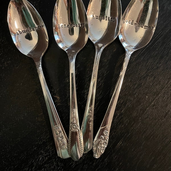Vintage Silver Plated Custom Stamped Spoon, Stamped Vintage Teaspoon ...