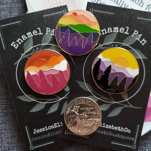Subtle Nonbinary Flag Enamel Pin Mountain Pin Pride Pin Enamel Cute Pin ...