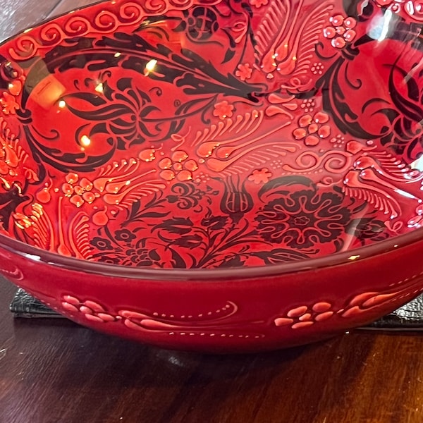 Ceramic Handpainted Red Bowls, Traditional Multisize Handmade ...