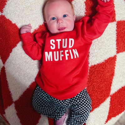 Stud Muffin Shirt, Boys Valentines Sweatshirt, Baby Boy Valenetines Day Outfit, Toddler Boy ...