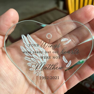 Personalized Glass Heart Ornament, Personalized Memorial Ornament ...