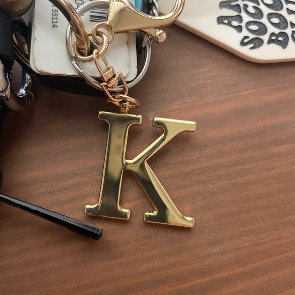 Gold Initial Keychain Letter Charm Gold Key Chain Aesthetic Bag ...