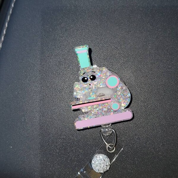 Sparkly Microscope Badge Reel- Education Badge Reels- Science Badge ...