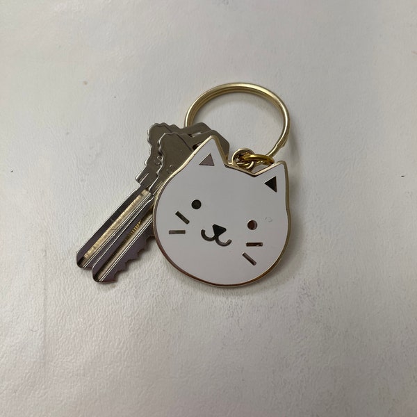 Kitty Enamel Keychains // Gold / Black Cat / White Cat / Orange Cat ...
