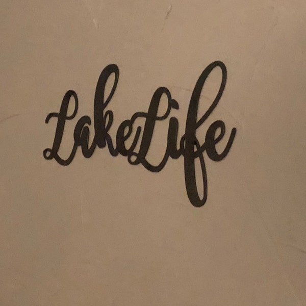 Lake Life 23" Raw Steel Cursive Word Art Sign Metal Adventure Boat ...