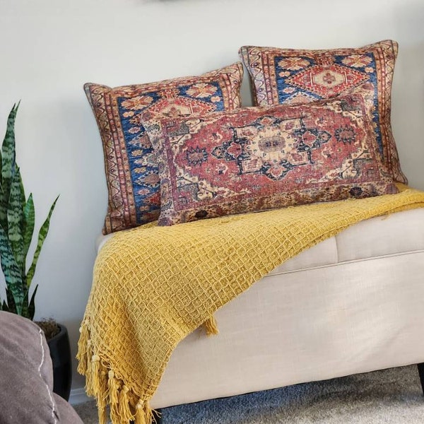Boho Pillow, Bench Cushion, Mini Pillow Cover, Rug Cushion, Throw ...