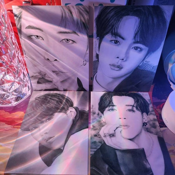 BTS Army Wall Clock, K-pop Finger Heart Blue Gold Round Logo Design ...