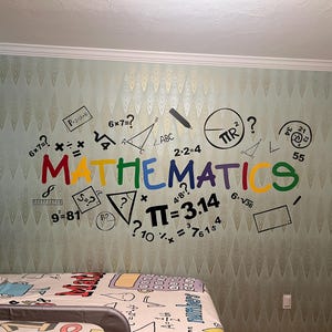 Graffiti Doodle Math Wall Sticker, Science Wall Art for School ...
