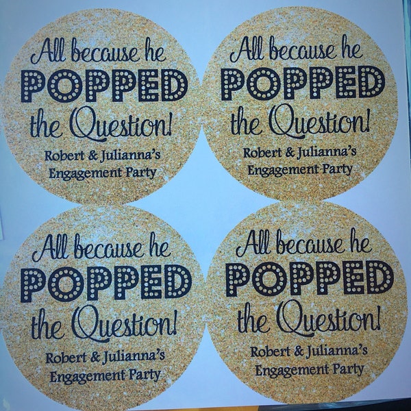 He Popped the Question, Popcorn Favors, Wedding Favors, Custom Stickers ...
