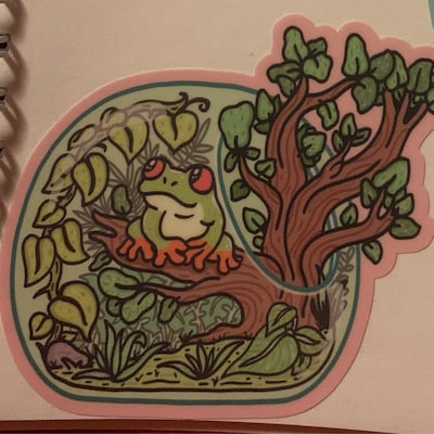 Tree Frog Terrarium Vinyl Sticker, Plant Sticker, Weatherproof Sticker ...