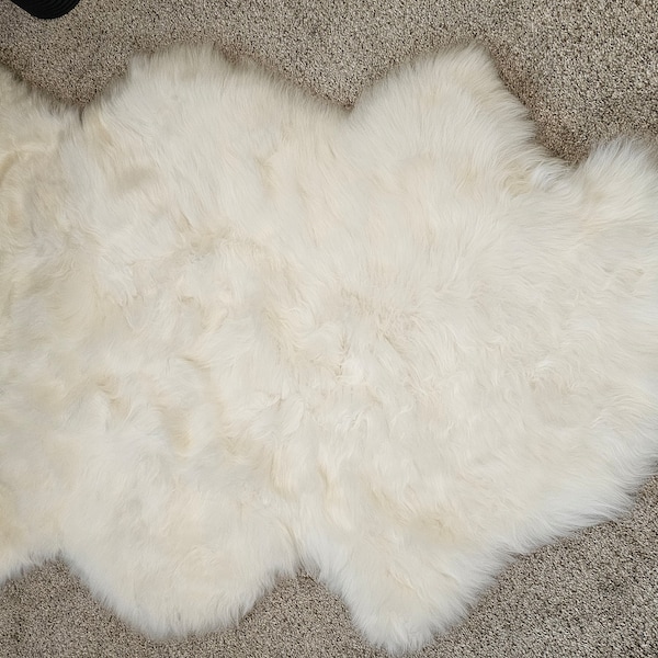 Follkee Beautiful White Iceland SHEEPSKIN Rug Sheepskin Throw Fur Rug ...