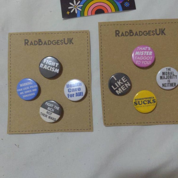 4 Vintage Remake Political Button Badges Socialist Liberal Healthcare ...