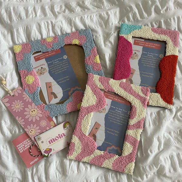 Handmade Punch Needle Picture Frame | Home Decor | 4x6 Picture Frame ...