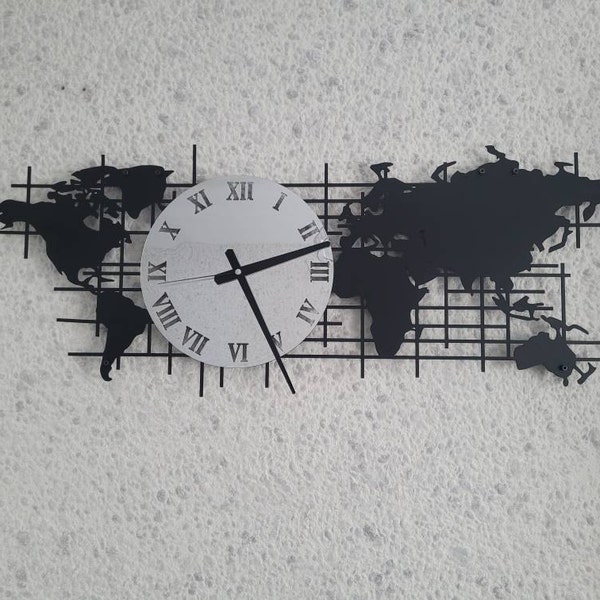 World Map Metal LED Wall Clock, Extra Large Wall Clock With Plexiglass ...