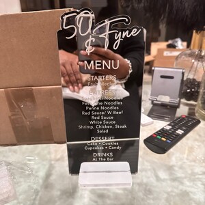 Standing Luxury Wedding Menu, Table Mirror Acrylic Engraved Menus With ...