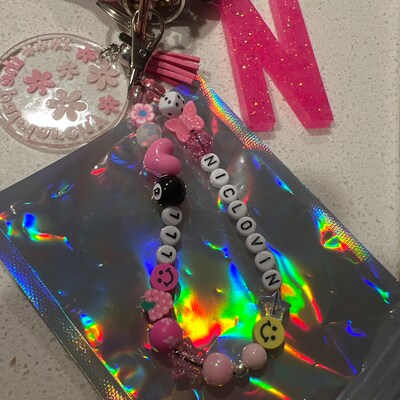 Beaded Keychain 90s Beaded Keychain Y2K Aesthetic Custom Beaded ...