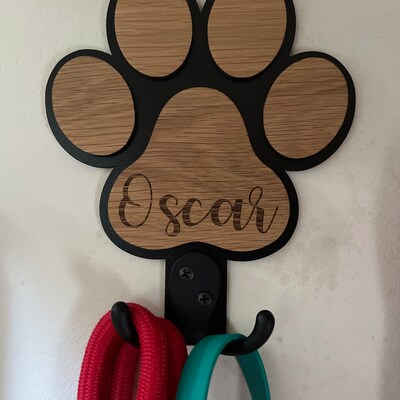Personalised Dog Lead Hook Dog Lead Holder Dog Paw Print Lead Holder ...