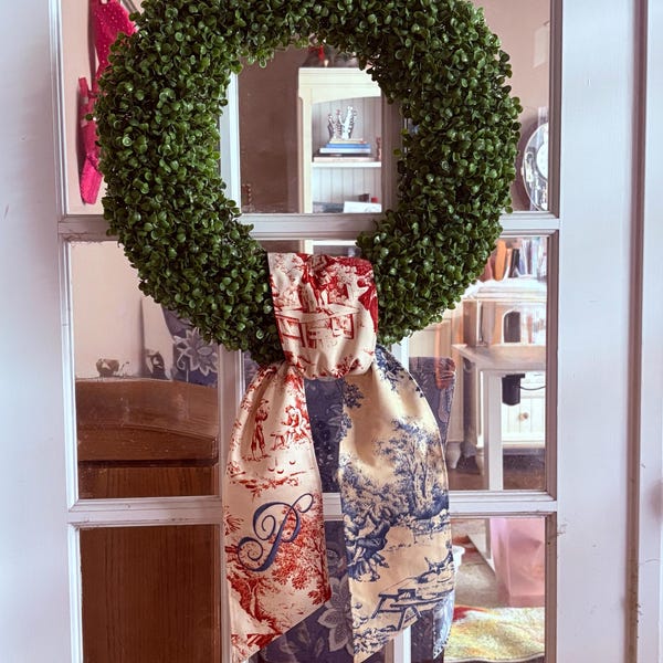 Personalized Taupe Toile Thanksgiving Wreath Sash, Custom Monogram ...