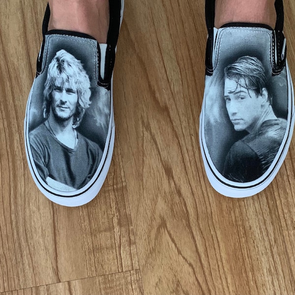 Custom Point Break Inspired Black Slip on Vans (keanu Reeves / Patrick ...