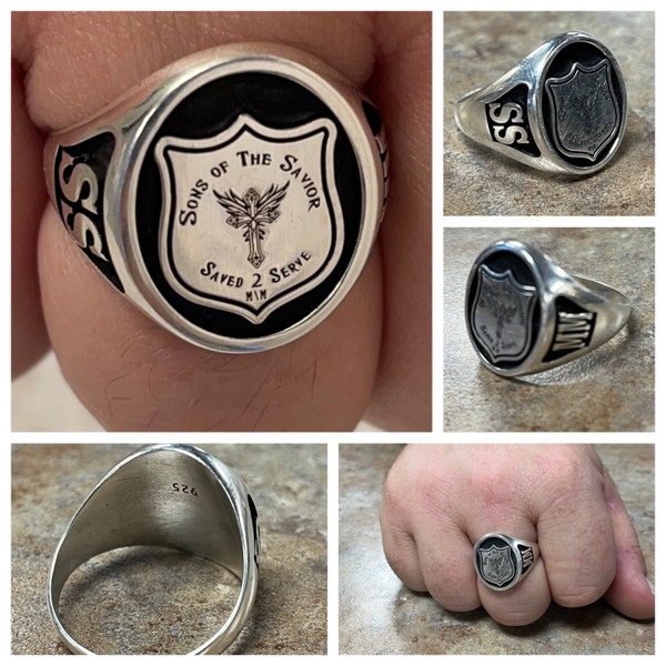 Coat of Arms Signet Ring, Custom Silver Ring, University Ring for Woman ...