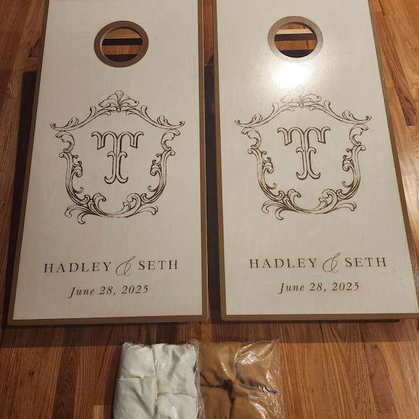 Custom Wedding Monogram Cornhole Boards Set | Handcrafted | Fast Free ...