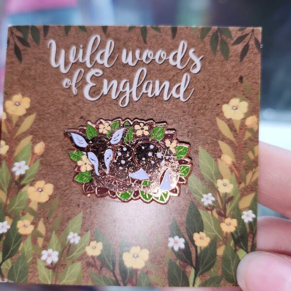 Woodland Sleeping Fawn Flowers Enamel Pin | Cottagecore - Etsy