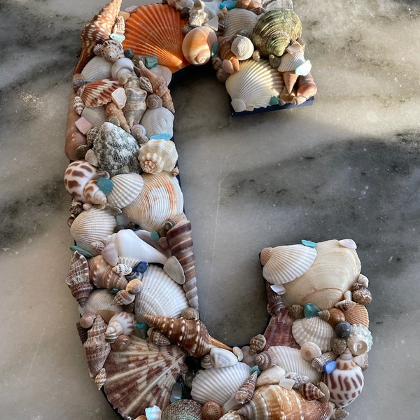 11" Sea Shell Letter / Beach Decor / Nautical Decoration / Bridal ...
