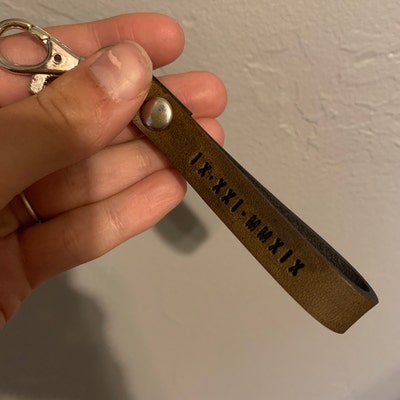Custom Leather Keychain, Personalized Leather Key Ring, Engraved ...