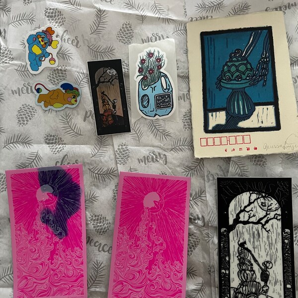 Camille - Hand Printed Moon Goddess Relief Print - Etsy