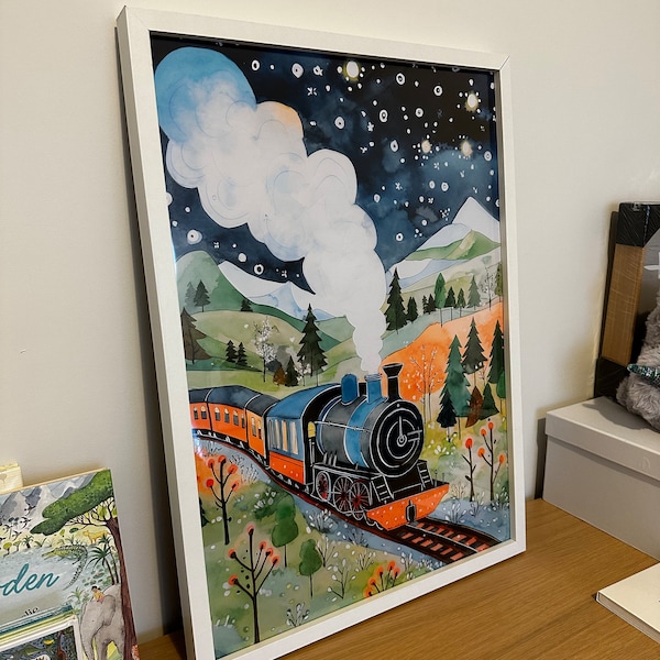 Set of 3 Train Print, Train Wall Art, Steam Train Poster, Boys Room ...
