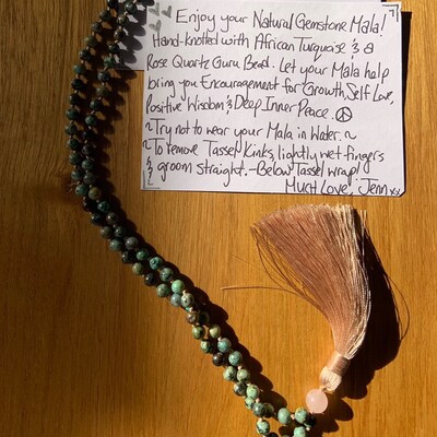 POSITIVE CHANGES Mala Necklace Turquoise Mala Beads Rose - Etsy
