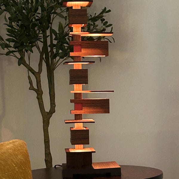 Frank Lloyd Wright Replica Taliesin Table Lamp in Picana Hardwood - Etsy