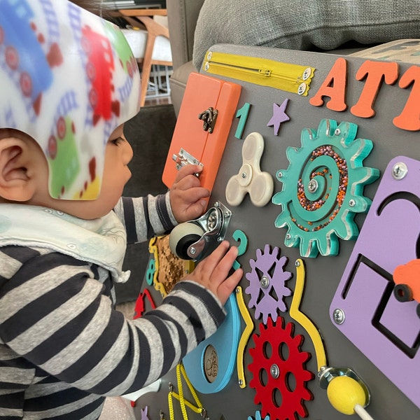 Trendy Gray Toddler Busy Board, Montessori Classroom Decor, Fidget Toy ...