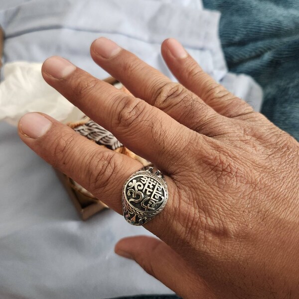 Shiva Blessing Sanskrit Ring, Om Namah Shiva, Hindu Jewelry, Mens Gifts ...